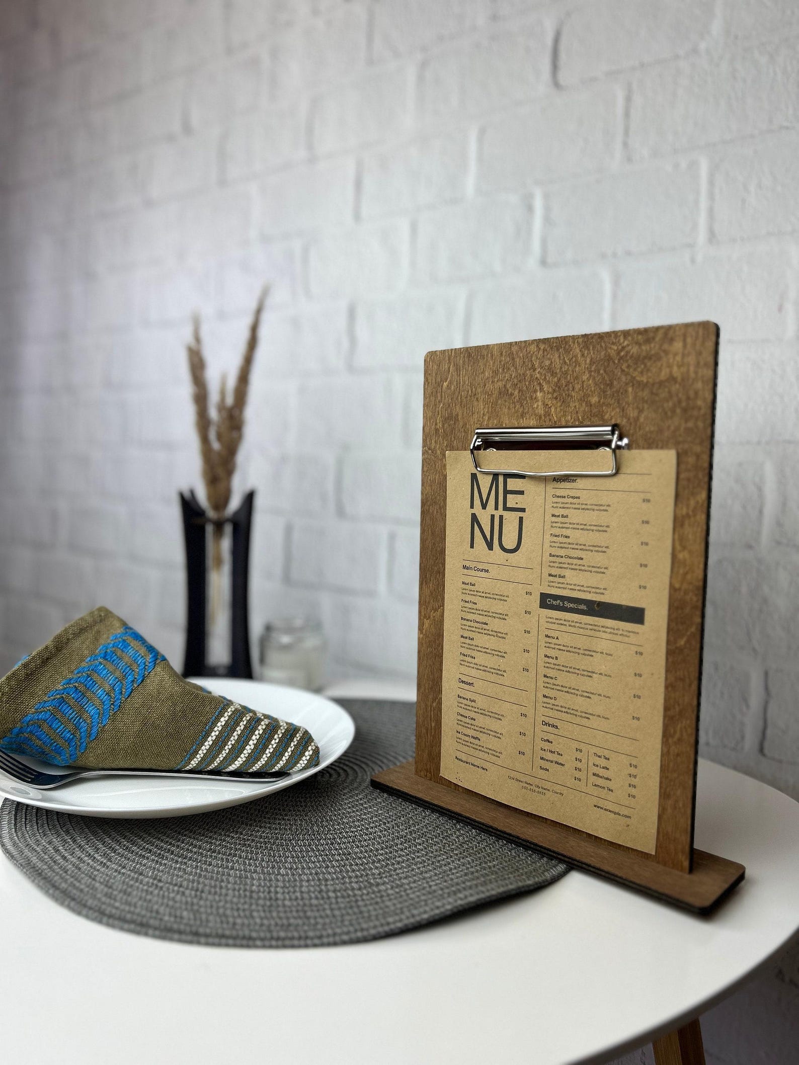 Table Stand Menu Holder, Wooden Menu Stand, Cafe Display Clipboard ...