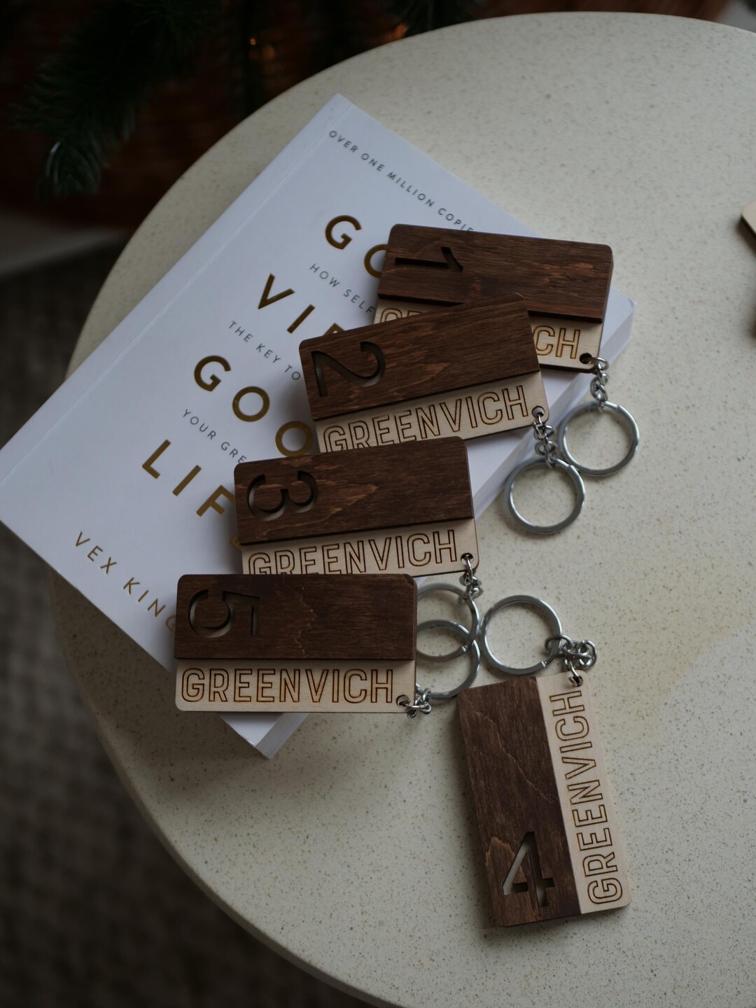 Wooden Engraved Keychains, Custom Keychain, Office Keychain, Rustic ...