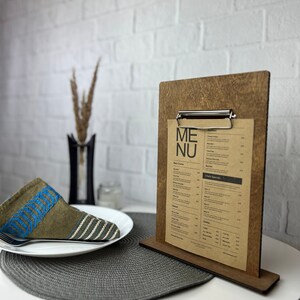 Table Stand Menu Holder, Wooden Menu Stand, Cafe Display Clipboard ...
