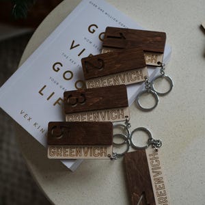 Wooden Engraved Keychains, Custom Keychain, Office Keychain, Rustic ...