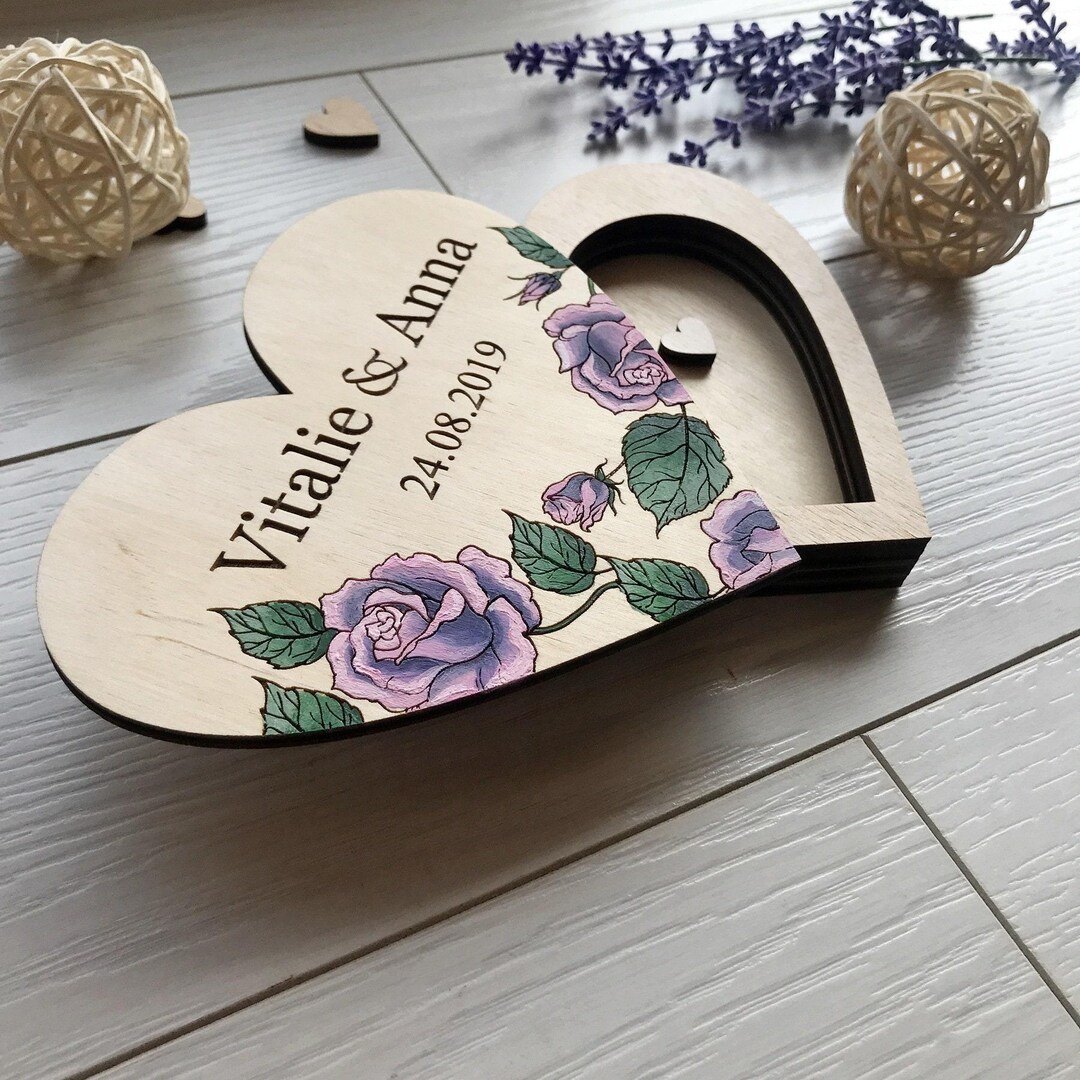 Ring Box Wedding, Heart Shaped Wooden Ring Box, Engagement Ring Box ...