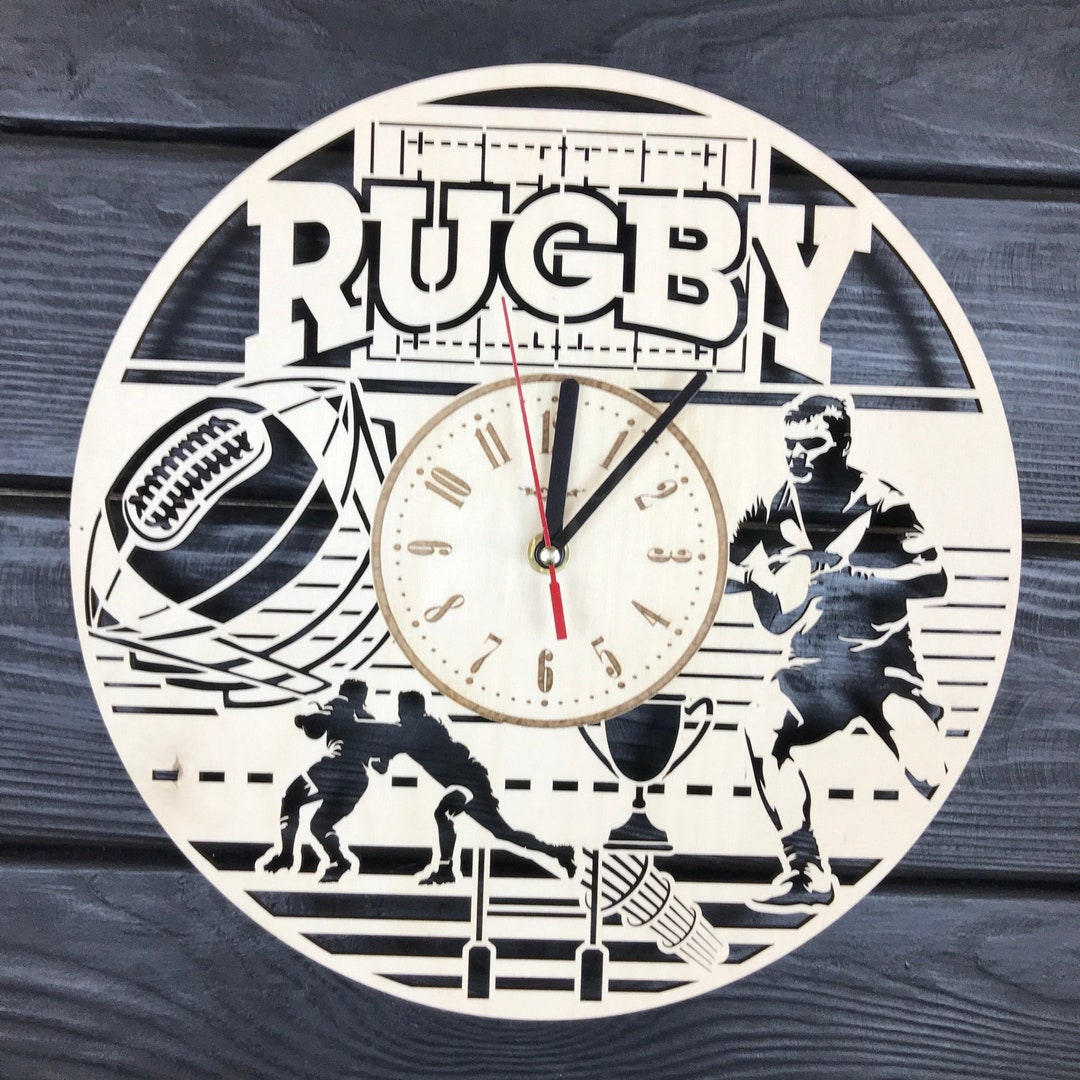 Rugby Wall Clock Gift for Sportsman 5th Anniversary Gift Personalize ...