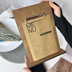 Table Stand Menu Holder, Wooden Menu Stand, Cafe Display Clipboard ...