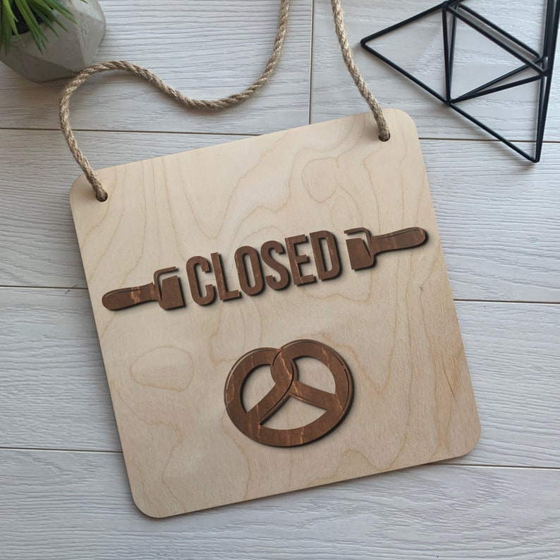 Double Sided Door Signs Wood Open Closed Door Signs Bakery - Etsy