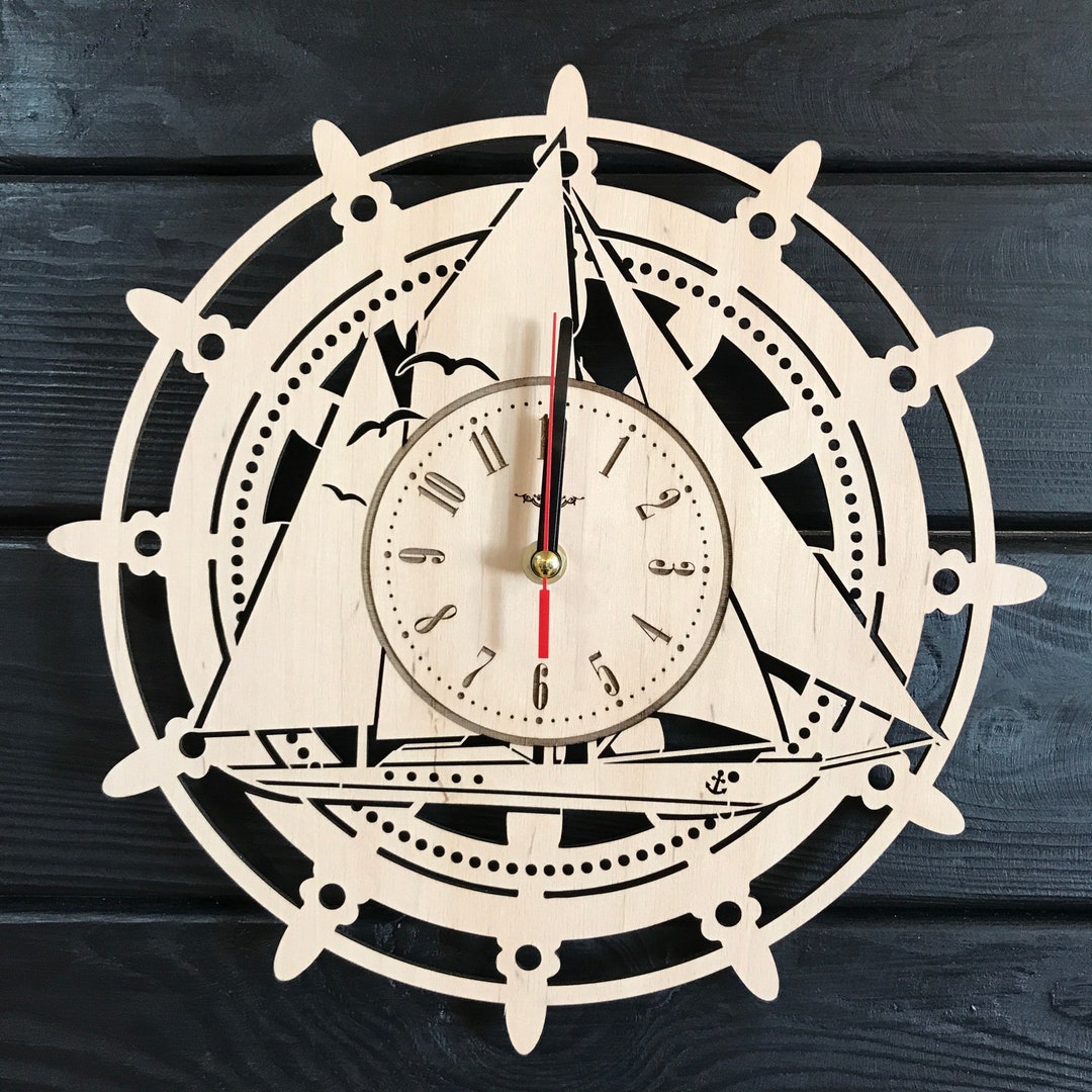 Ship Wall Clock Wood Gift for Women Girl Ship Gift 5th - Etsy