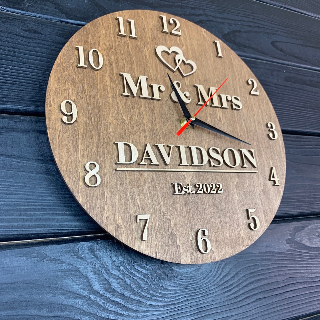 Personalized Wood Clock, Ideas Clock Decor, Family Name Clock ...
