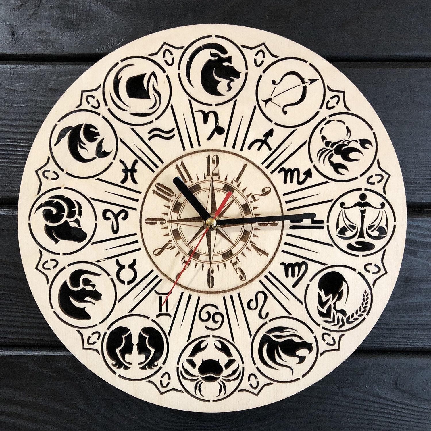 Zodiac Signs Wall Clock Gift for Men Women 5th Anniversary Gift ...