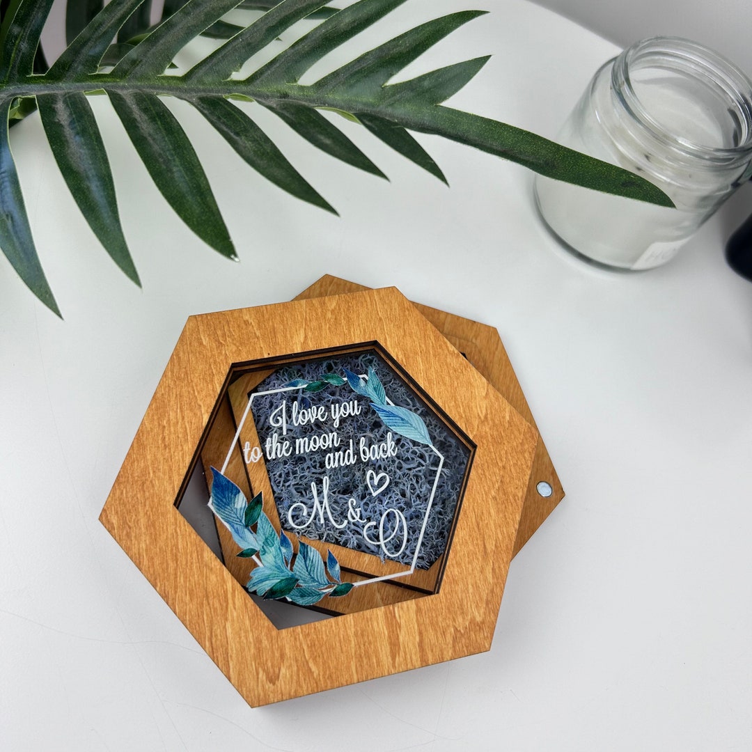 Wedding Wood Box for Ceremony, Engagement Ring Box, Double Slot Ring ...