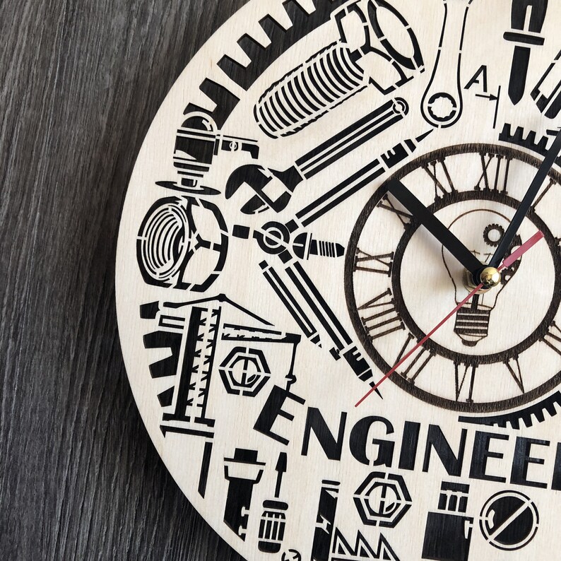 Engineering Wall Clock Wood Gift for Men 5th Anniversary Gift - Etsy