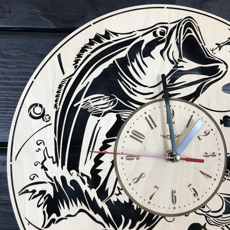 Fishing Wall Clock Wood Gift for Men Fisherman Gift 5th - Etsy