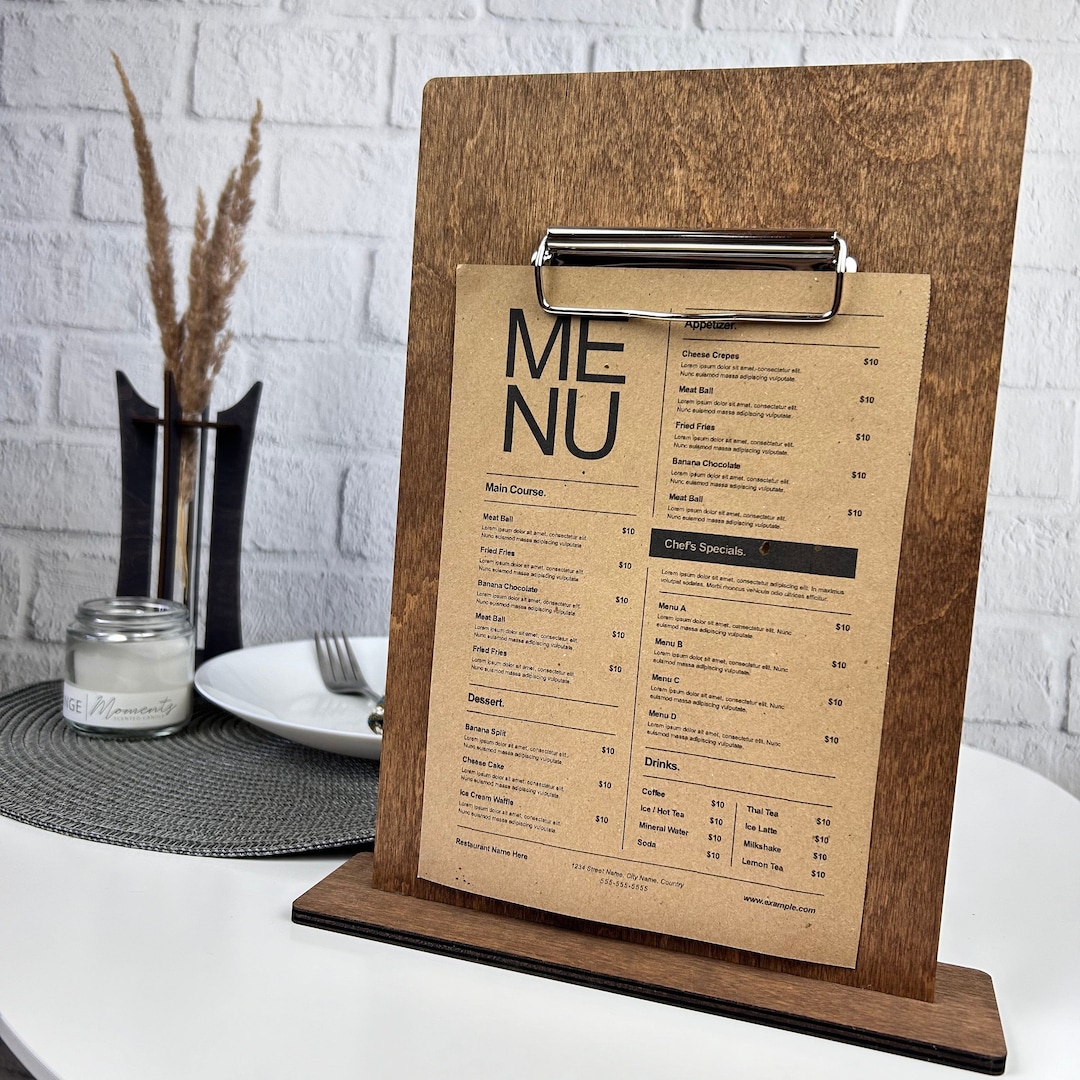 Table Stand Menu Holder, Wooden Menu Stand, Cafe Display Clipboard ...