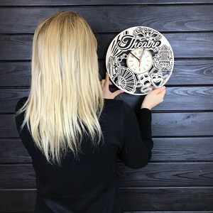 Theatre Wall Clock Gift for Men Women 5th Anniversary Gift Personalize ...