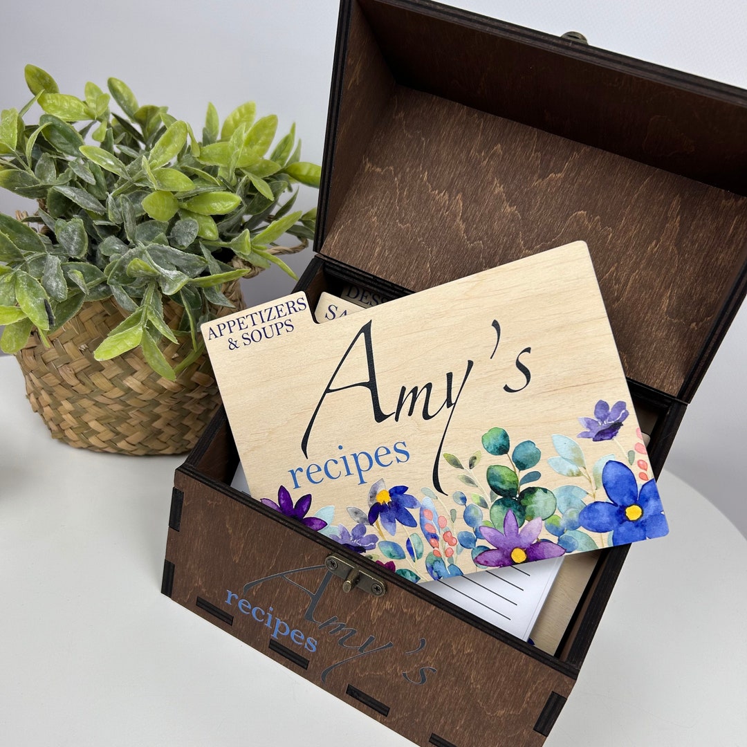 Box for Family Recipe Card, Floral Recipe Box, Kitchen Organizer ...