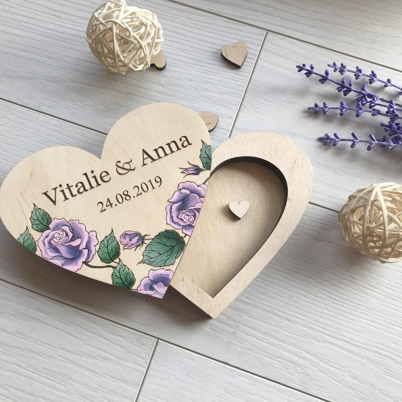 Ring Box Wedding, Heart Shaped Wooden Ring Box, Engagement Ring Box ...