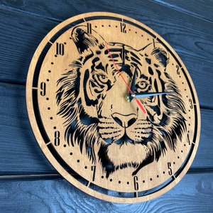 Tiger Wall Clock Wood Gift for Women Girl Tiger Gift 5th Anniversary ...