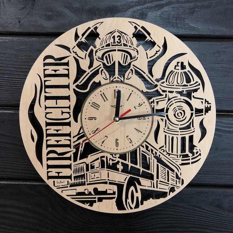Personalized Firefighter Clock – 5th Anniversary Gift & Dispatcher Wall ...