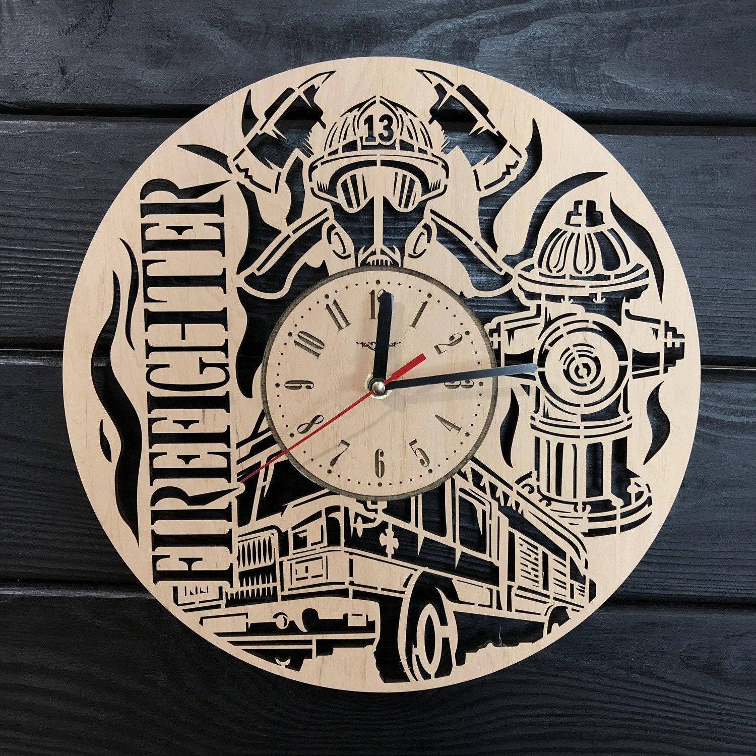 Personalized Firefighter Clock – 5th Anniversary Gift & Dispatcher Wall ...