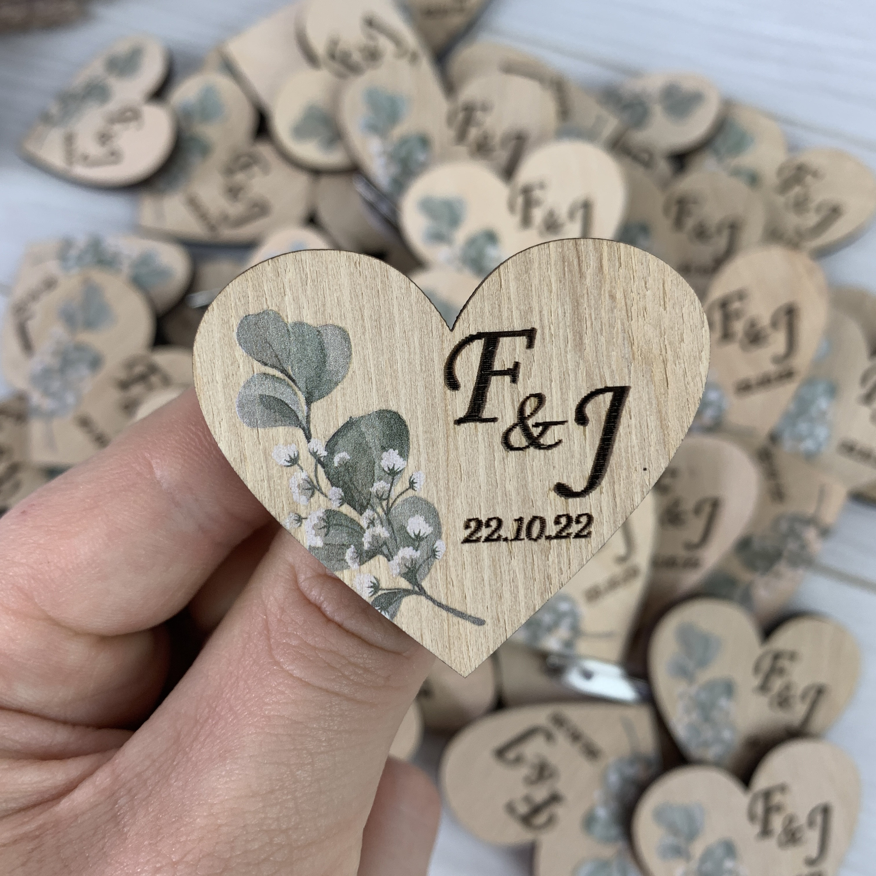 Personalized Wedding Pins for Guests Name Tags Wood Heart - Etsy