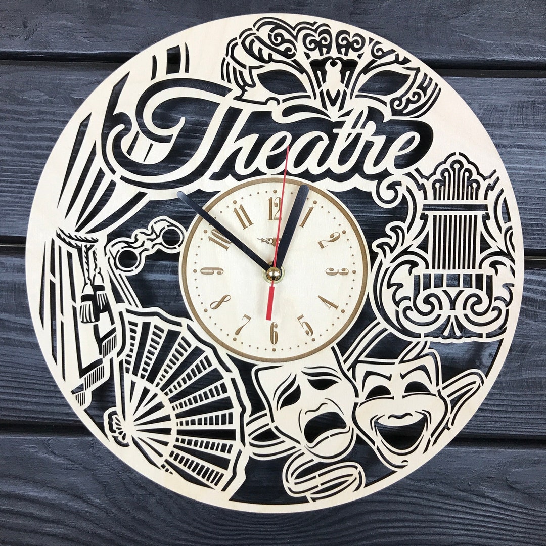 Theatre Wall Clock Gift for Men Women 5th Anniversary Gift Personalize ...