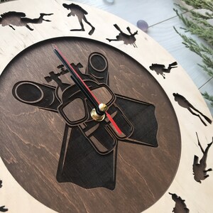 Scuba Diving Wall Clock Wooden Gift for Man Woman 5th Anniversary Scuba ...