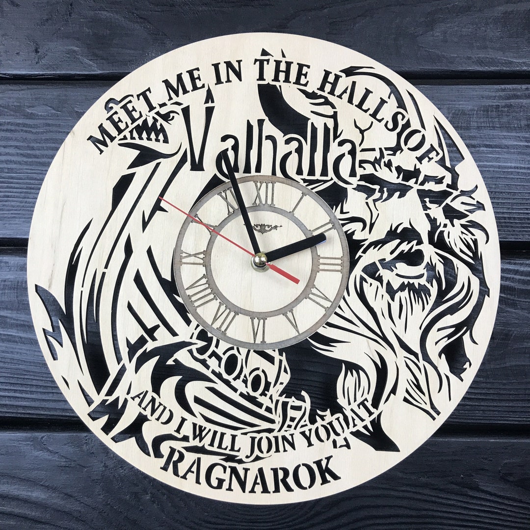 Vikings Wall Clock Gift for Men Women 5th Anniversary Gift Personalized ...