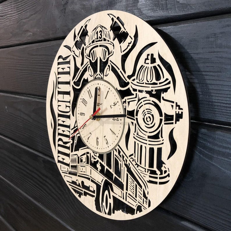 Personalized Firefighter Clock – 5th Anniversary Gift & Dispatcher Wall ...