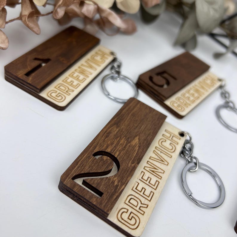 Wooden Engraved Keychains, Custom Keychain, Office Keychain, Rustic ...