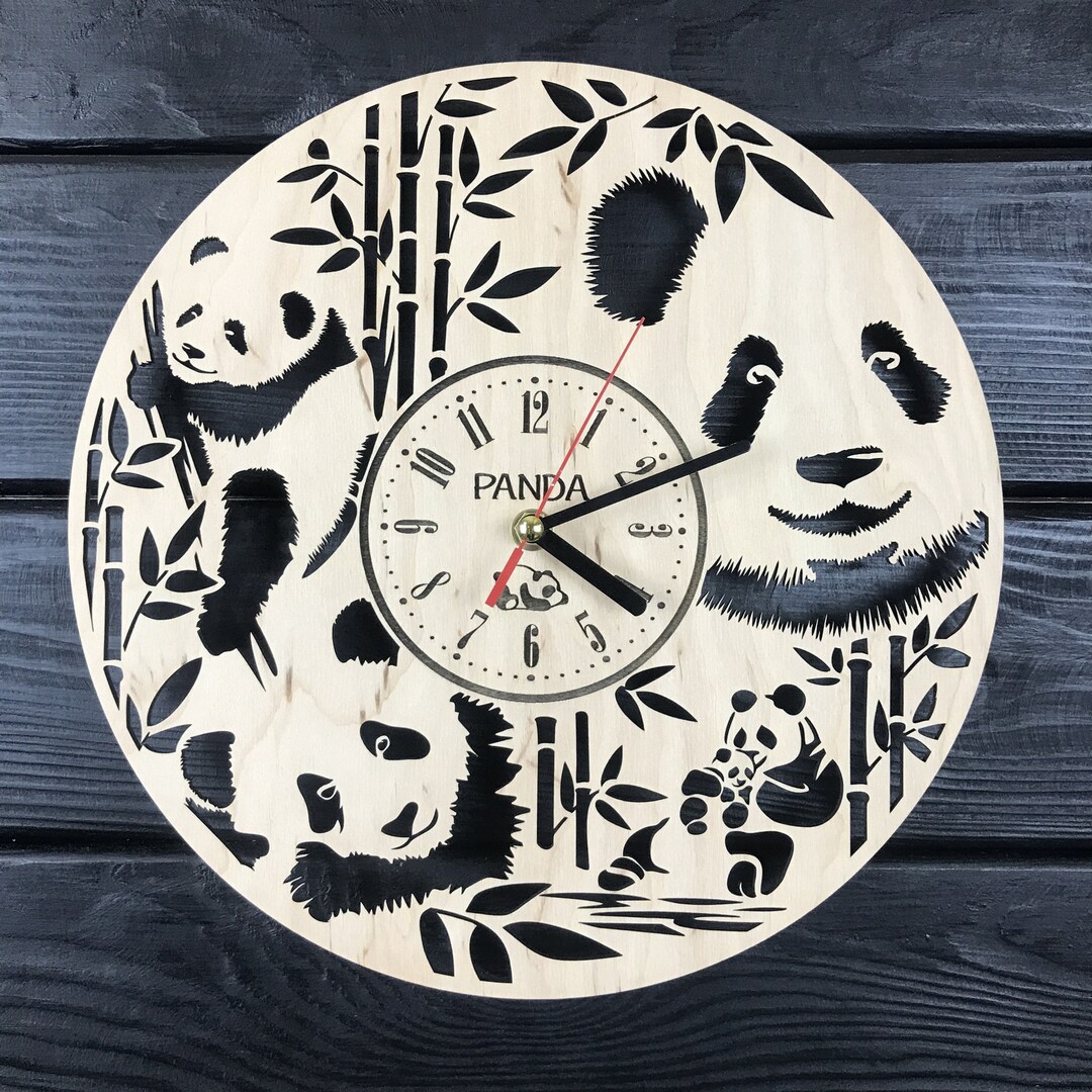 Panda Wall Clock Gift for Men Women 5th Anniversary Gift Personalized ...
