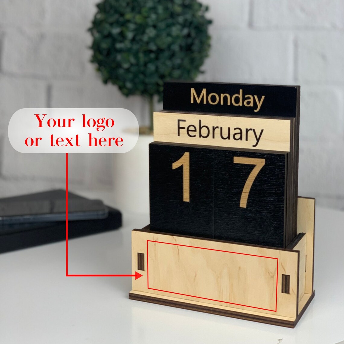 Wooden Perpetual Desk Calendar for Office Desk Block Calendar - Etsy