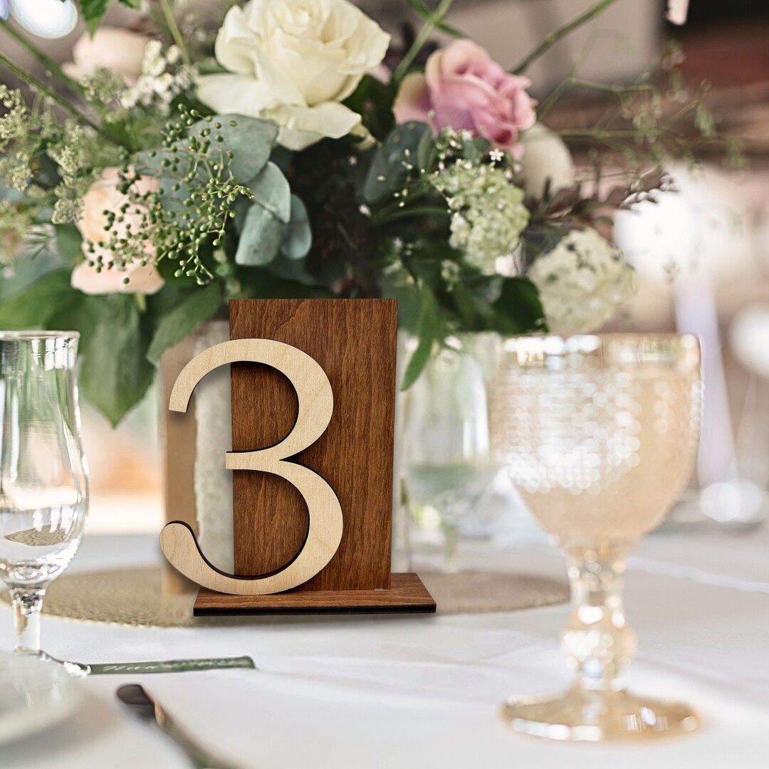 Wood Table Numbers, Wedding Table Decor, Table Number Stands, Wedding ...