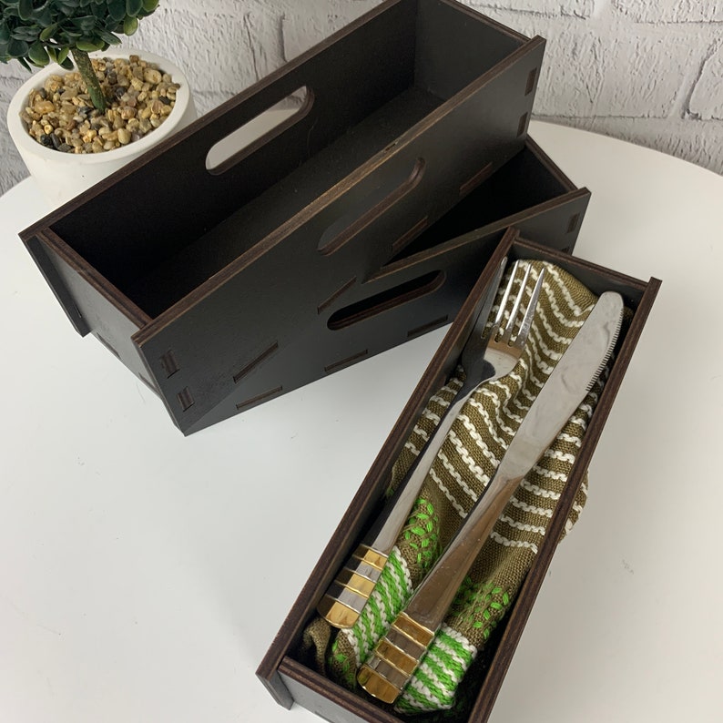 Cutlery Holder Wood Box for Cutlery Organizer Kitchen Storage - Etsy