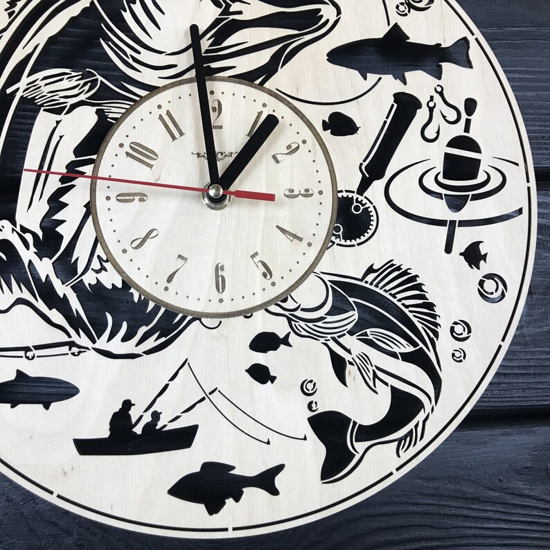 Fishing Wall Clock Wood Gift for Men Fisherman Gift 5th - Etsy