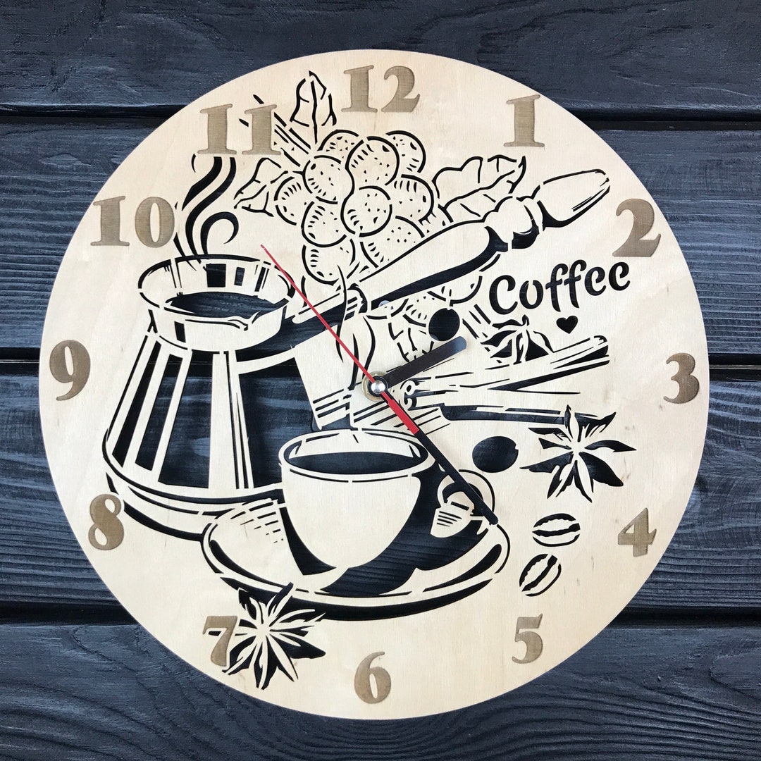 Coffee Wall Clock, Kitchen Coffee Wall Clocks, Cafe Wall Clock, Coffee ...