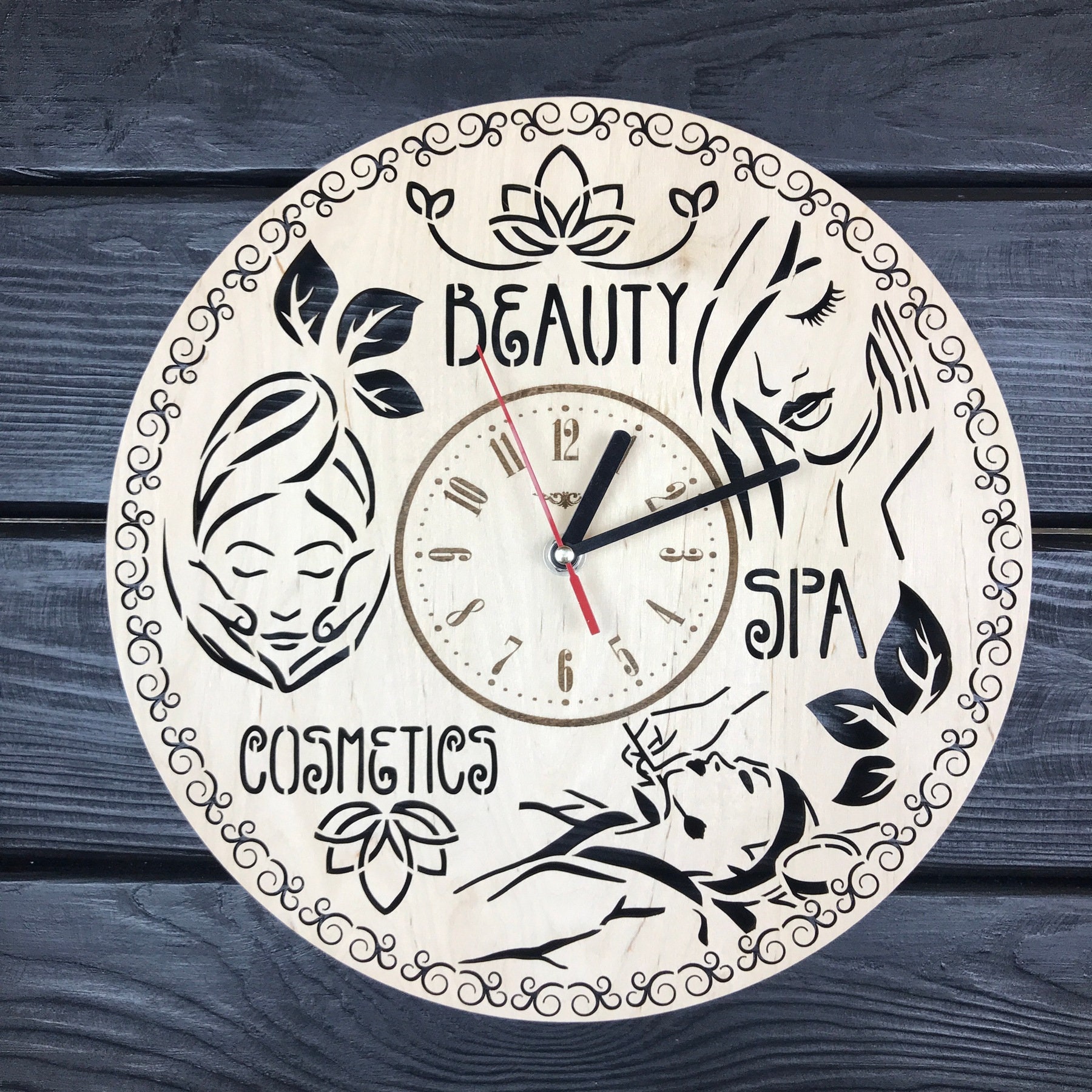 Beauty Salon Wall Clock Gift for Men Women 5th Anniversary - Etsy