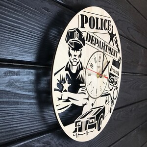 Police Wall Clock Wood Gift for Policeman 5th Anniversary Gift ...