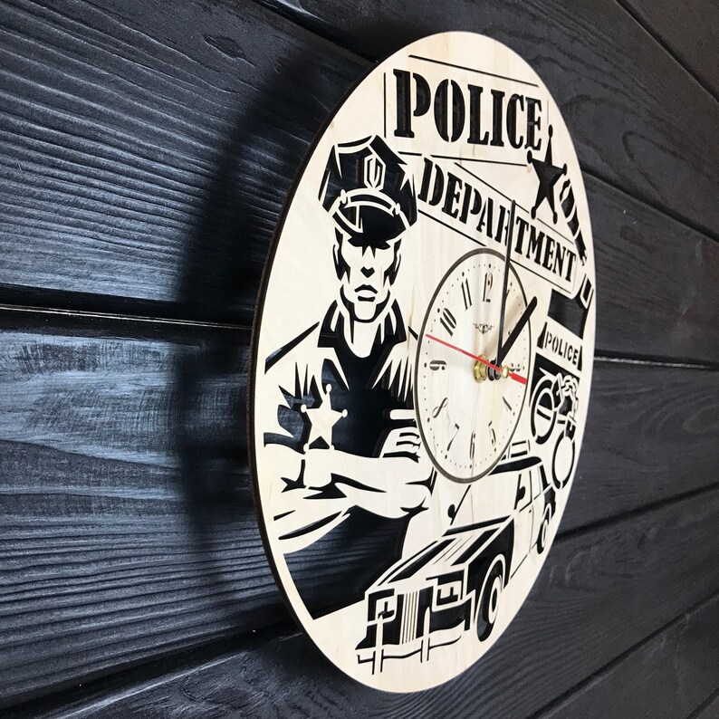 Police Wall Clock Wood Gift for Policeman 5th Anniversary Gift - Etsy