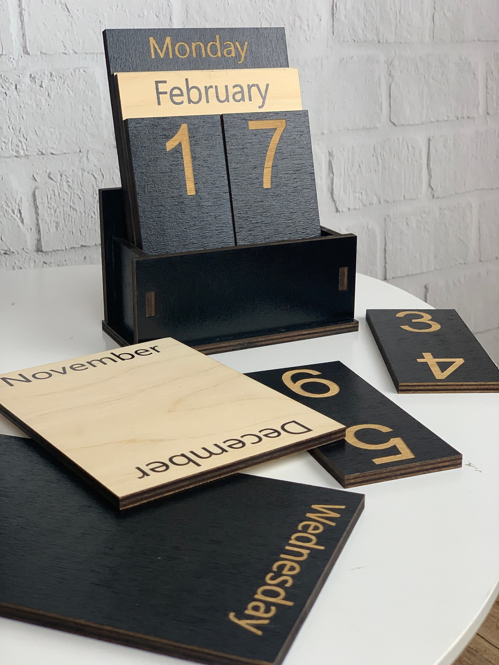 Wooden Perpetual Desk Calendar for Office Desk Block Calendar - Etsy