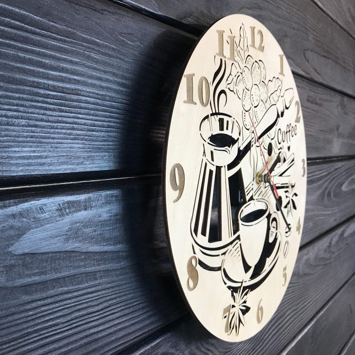 Coffee Wall Clock, Kitchen Coffee Wall Clocks, Cafe Wall Clock, Coffee ...