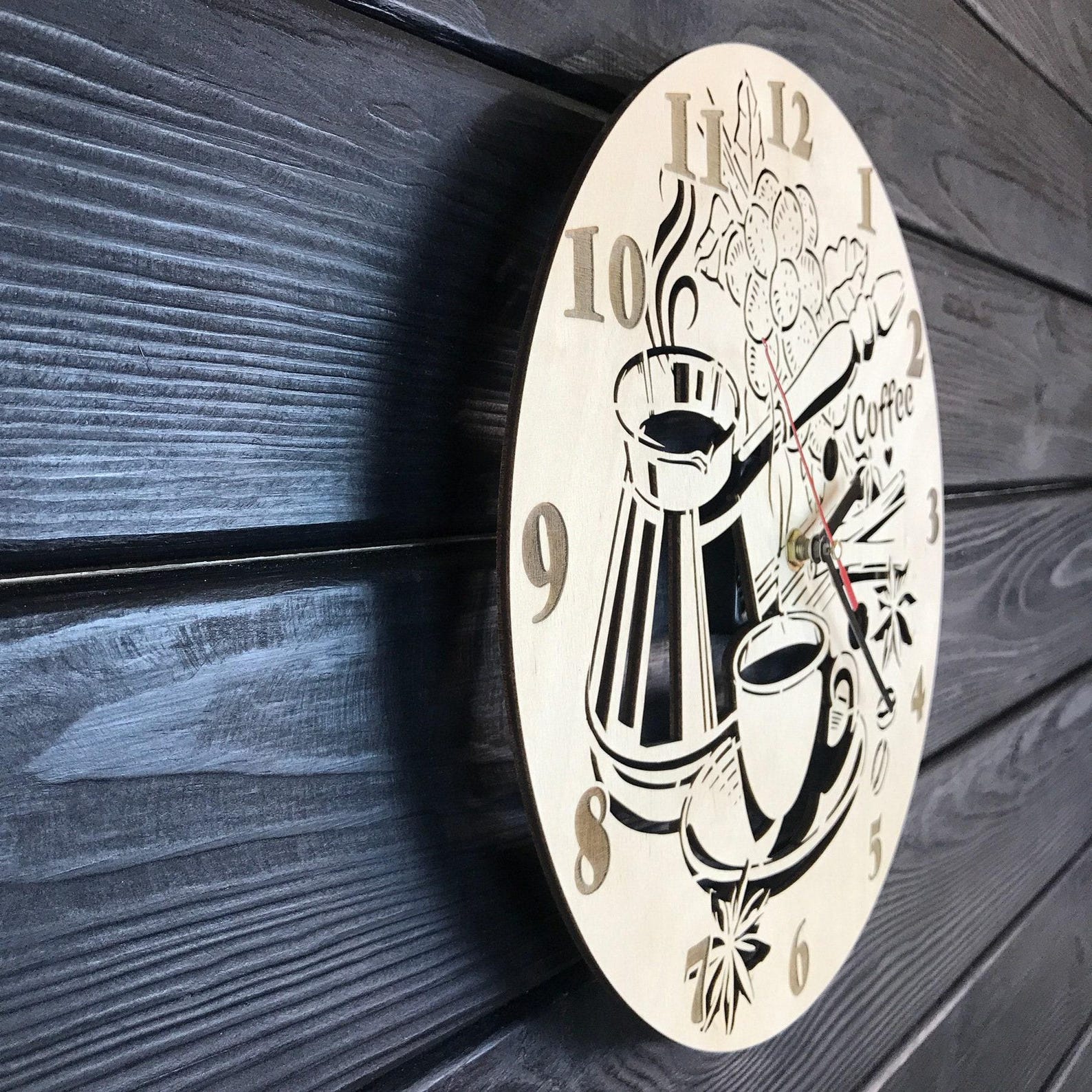 Coffee Wall Clock, Kitchen Coffee Wall Clocks, Cafe Wall Clock, Coffee ...