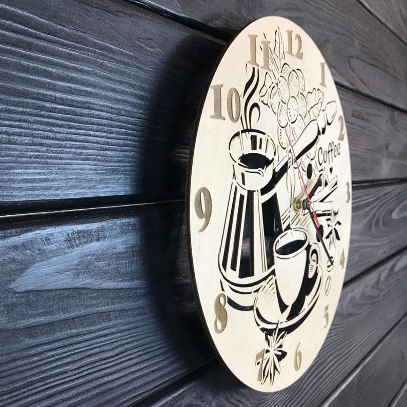 Coffee Wall Clock, Kitchen Coffee Wall Clocks, Cafe Wall Clock, Coffee ...