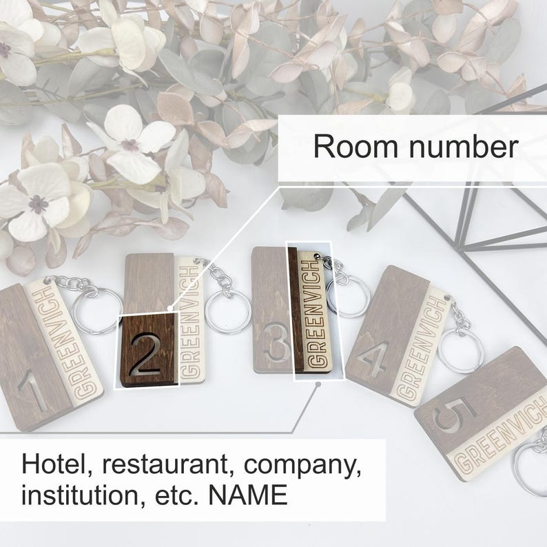 Engraved Wood Key, Room Number Tag, Custom Logo Keychain, Numbers ...