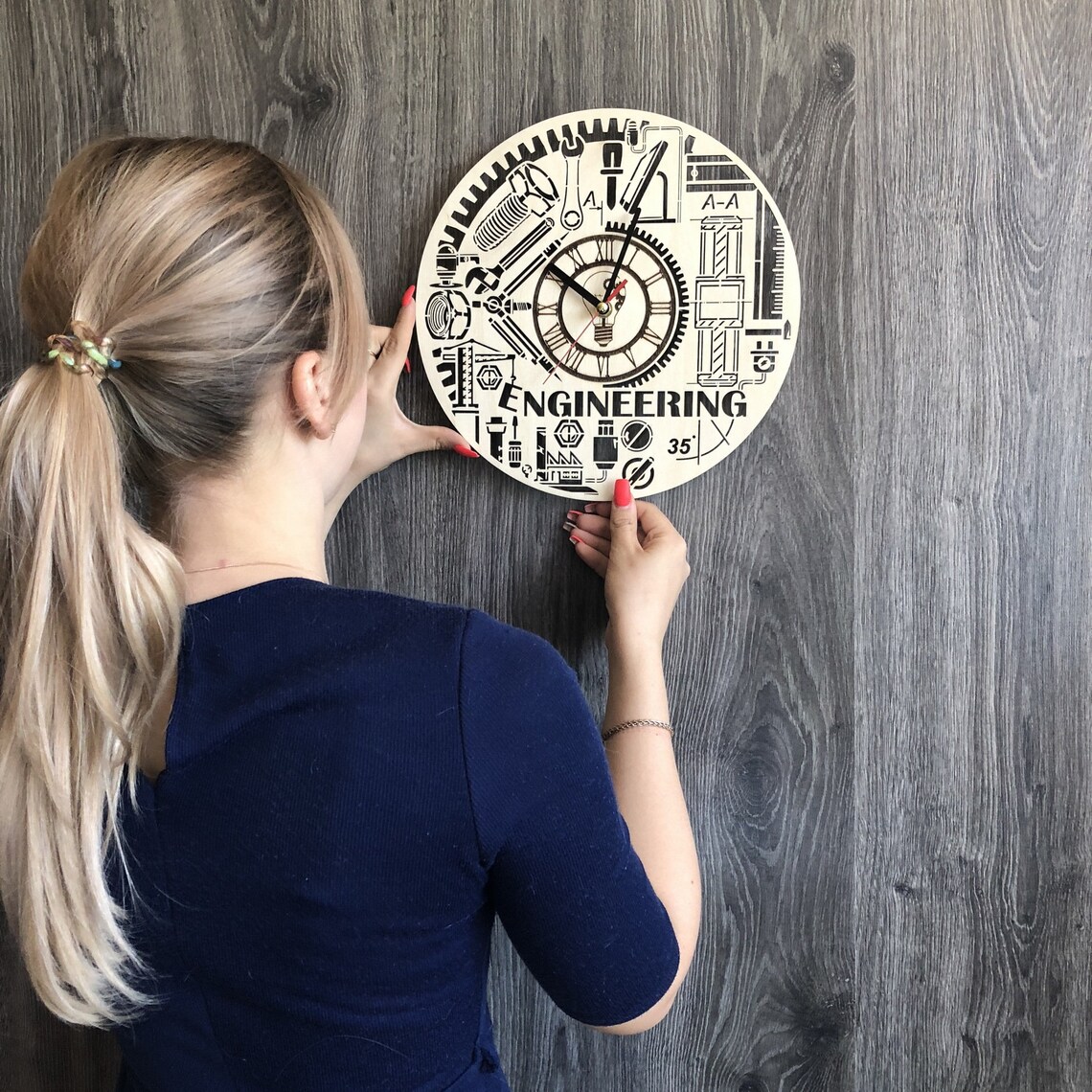 Engineering Wall Clock Wood Gift for Men 5th Anniversary Gift - Etsy
