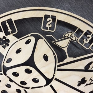 Poker Wall Clock Wood Gift for Poker Lovers Best Gift 5th Anniversary ...