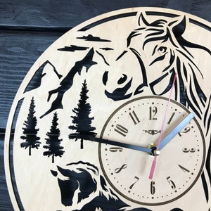 Horse Wooden Wall Clock, Horse Racing Gifts, Hanging Wall Clock, Horse ...