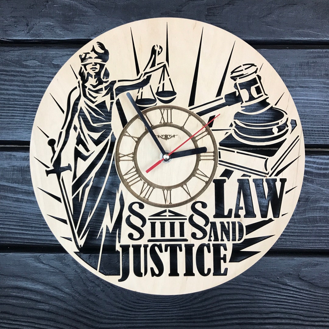 Law and Justice Wall Clock Gift for Men Women 5th Anniversary Gift ...