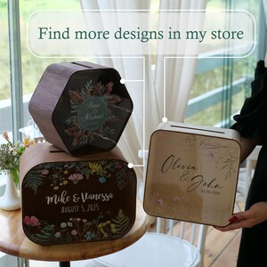 Wildflower Wood Card Box, Card Box for Wedding, Personalized Wood Card ...