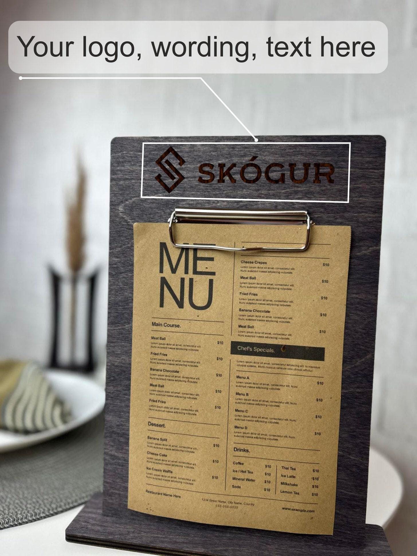 Table Stand Menu Holder, Wooden Menu Stand, Cafe Display Clipboard ...