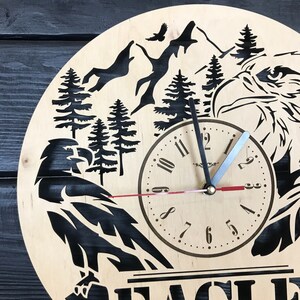 Eagle Wall Clock, Custom Wood Clock, Original Wood Clock, Eagle Wood ...