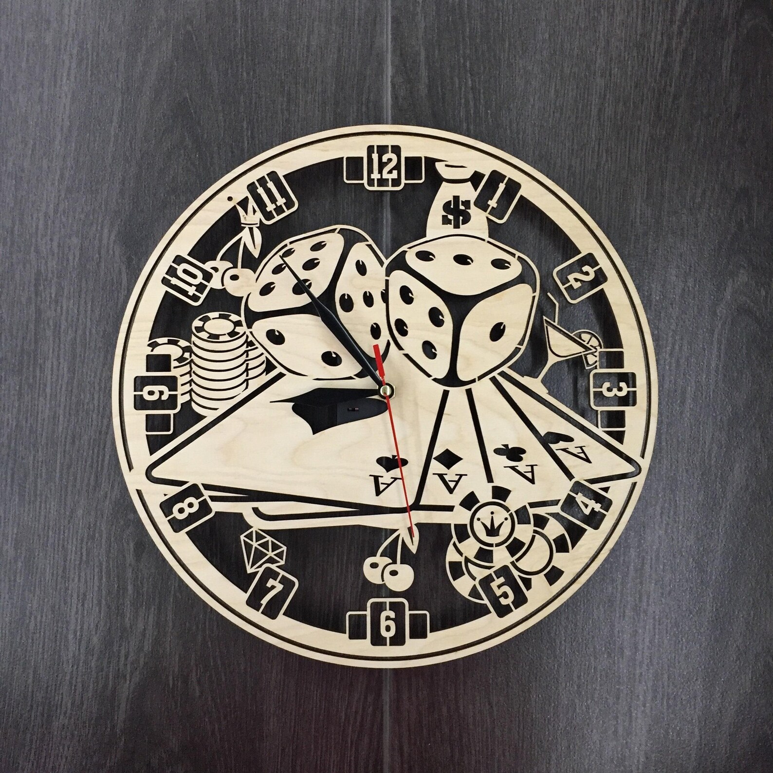 Poker Wall Clock – Personalized Ace of Spades Art & Casino Gaming Room ...