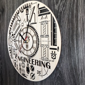 Engineering Wall Clock Wood Gift for Men 5th Anniversary Gift ...